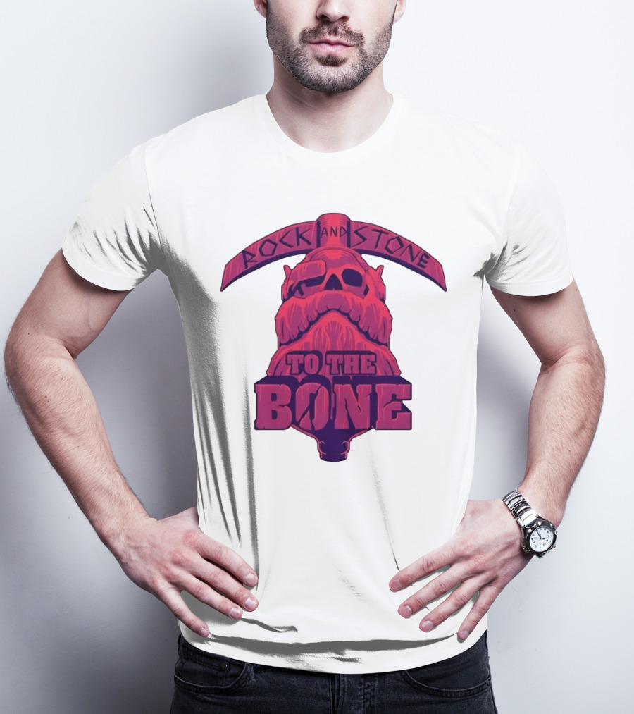 Rock And Stone To The Bone Dwarf Skull Gaming Deep Rock Galactic T-Shirt