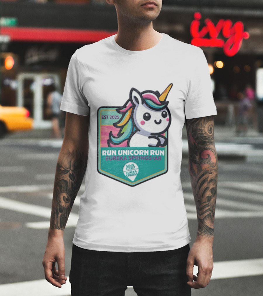 EST 2025 Run Unicorn Run Eureka Springs AR Main Street T-Shirt