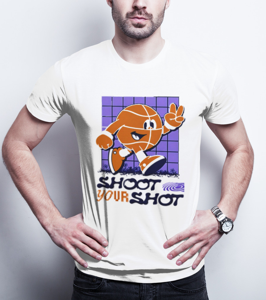 Shoot Your Shot Retro Basketball Character Peace Sign T-Shirt