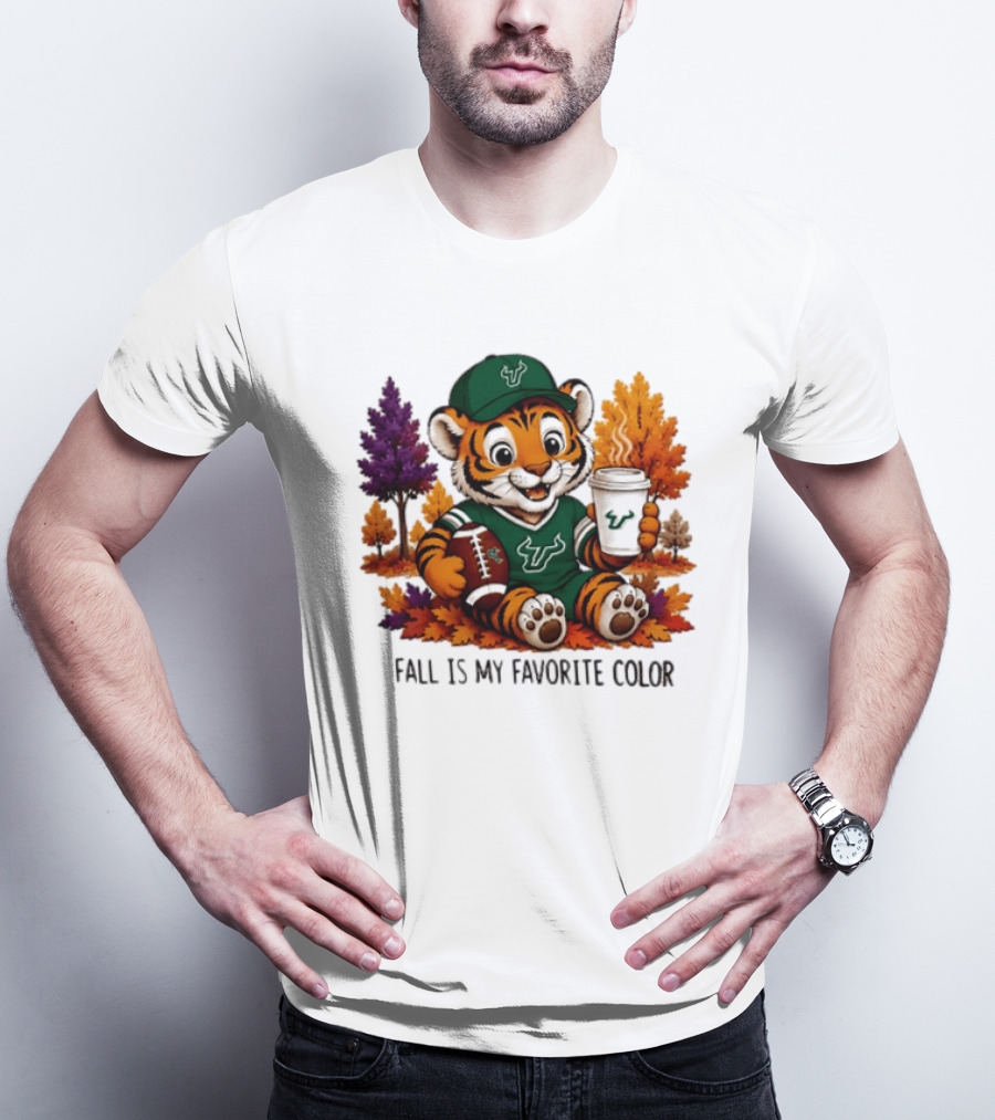 South Florida Bulls Fall Is My Favorite Color Football Tiger Cozy Autumn Vibes T-Shirt