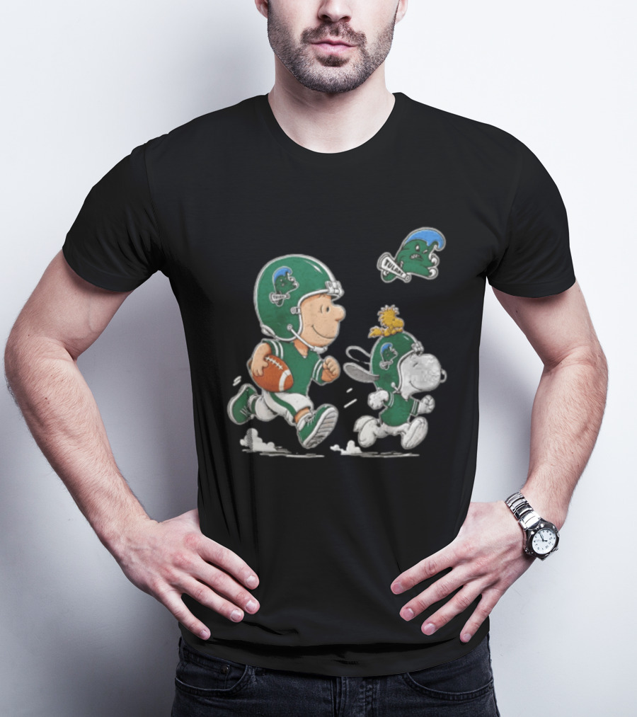 Charlie Brown Woodstock Snoopy Tulane Green Wave Football Helmets T-Shirt