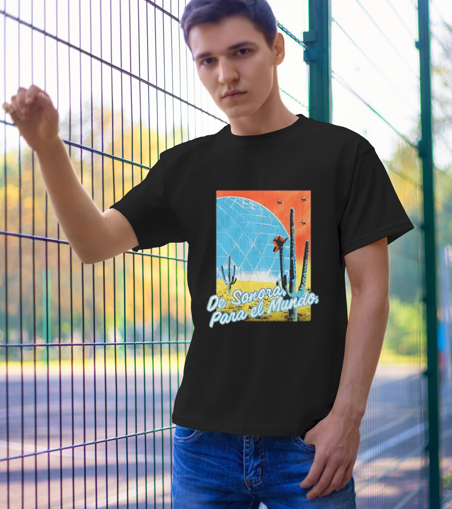 De Sonora Para El Mundo Cactus Desert Scene With Dome And Stars T-Shirt