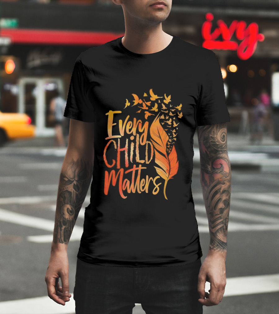 Every Child Matters Feather And Birds Orange Day Awareness T-Shirt