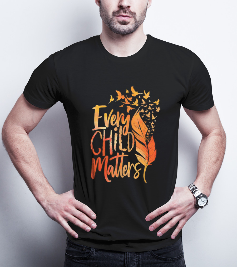 Every Child Matters Feather And Birds Orange Day Awareness T-Shirt
