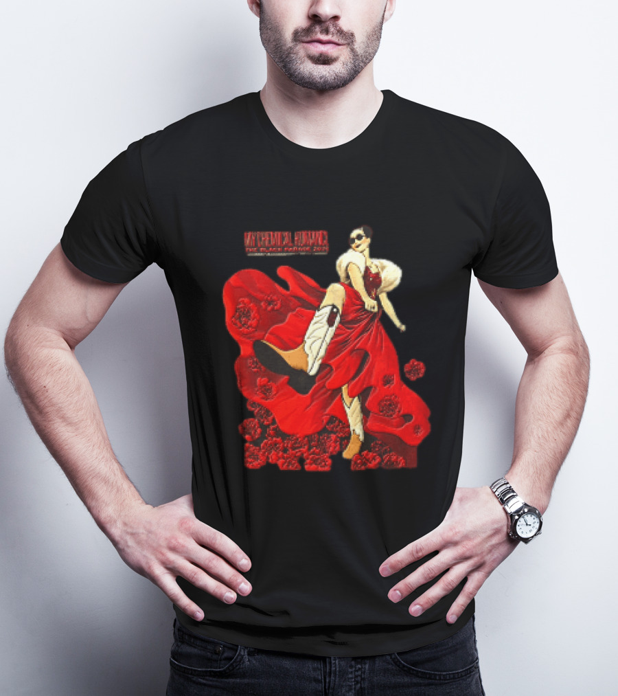 My Chemical Romance The Black Parade Tour 2025 Woman Red Dress Cowboy Boots Flowers T-Shirt