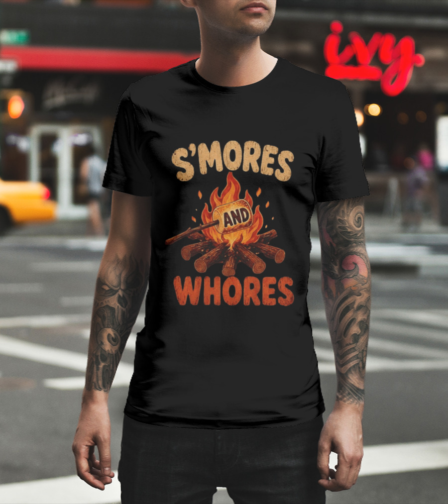 S'mores And Whores Campfire Humor Toasted Marshmallow T-Shirt