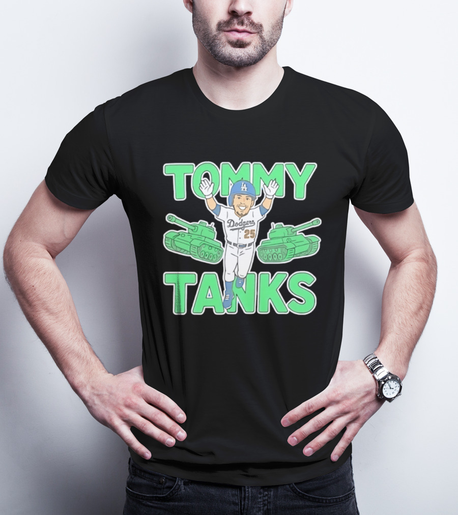 Tommy Tanks Los Angeles Dodgers 25 MLB Baseball Player In Uniform With Green Tanks T-Shirt