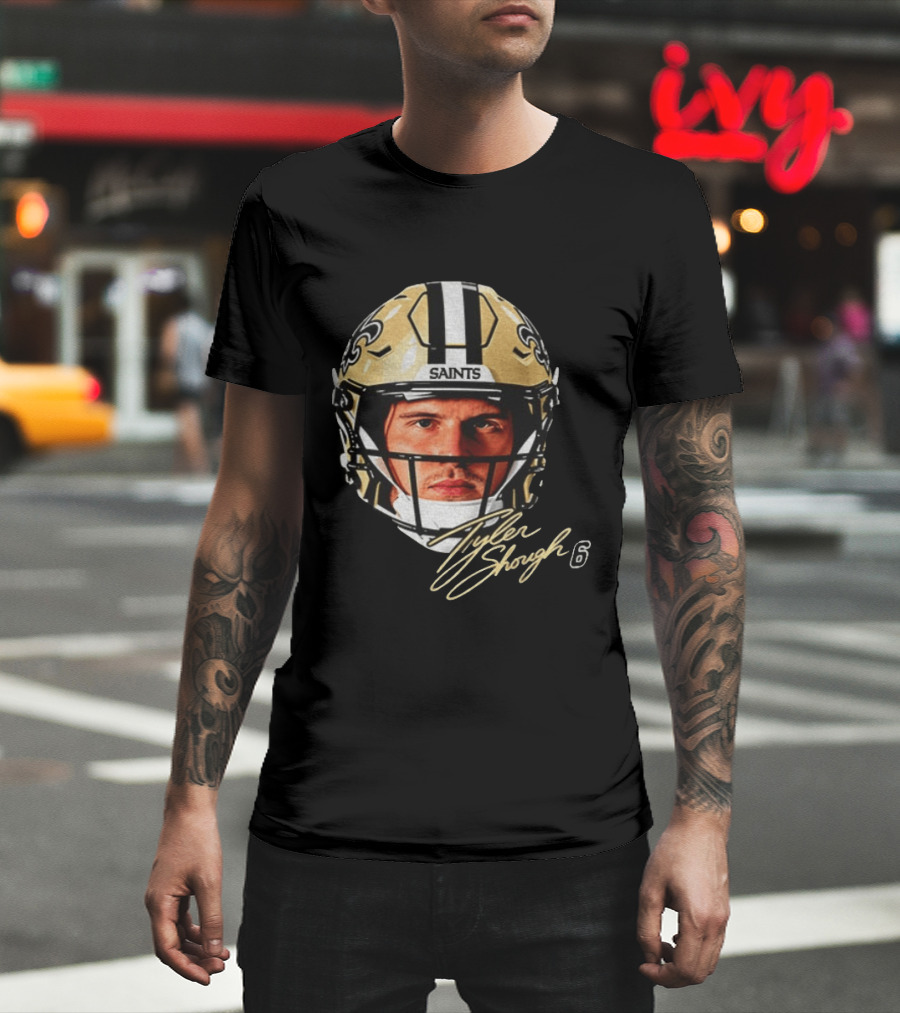 Tyler Shough New Orleans Saints Football Helmet Big Face 6 T-Shirt
