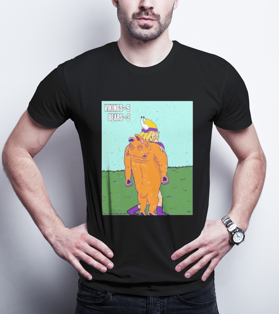 Vikings 9 Bears 3 Cartoon Sports Rivalry Image T-Shirt