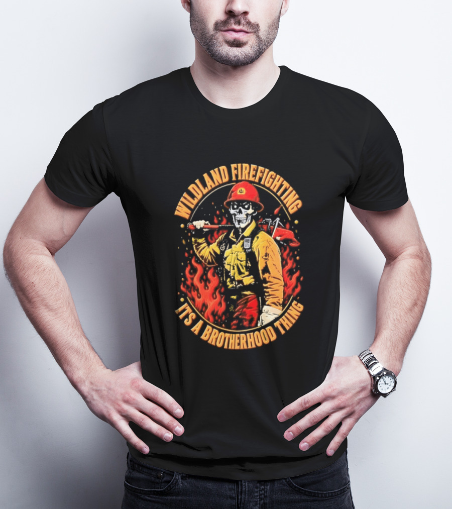 Wildland Firefighting Brotherhood Flames And Tools T-Shirt