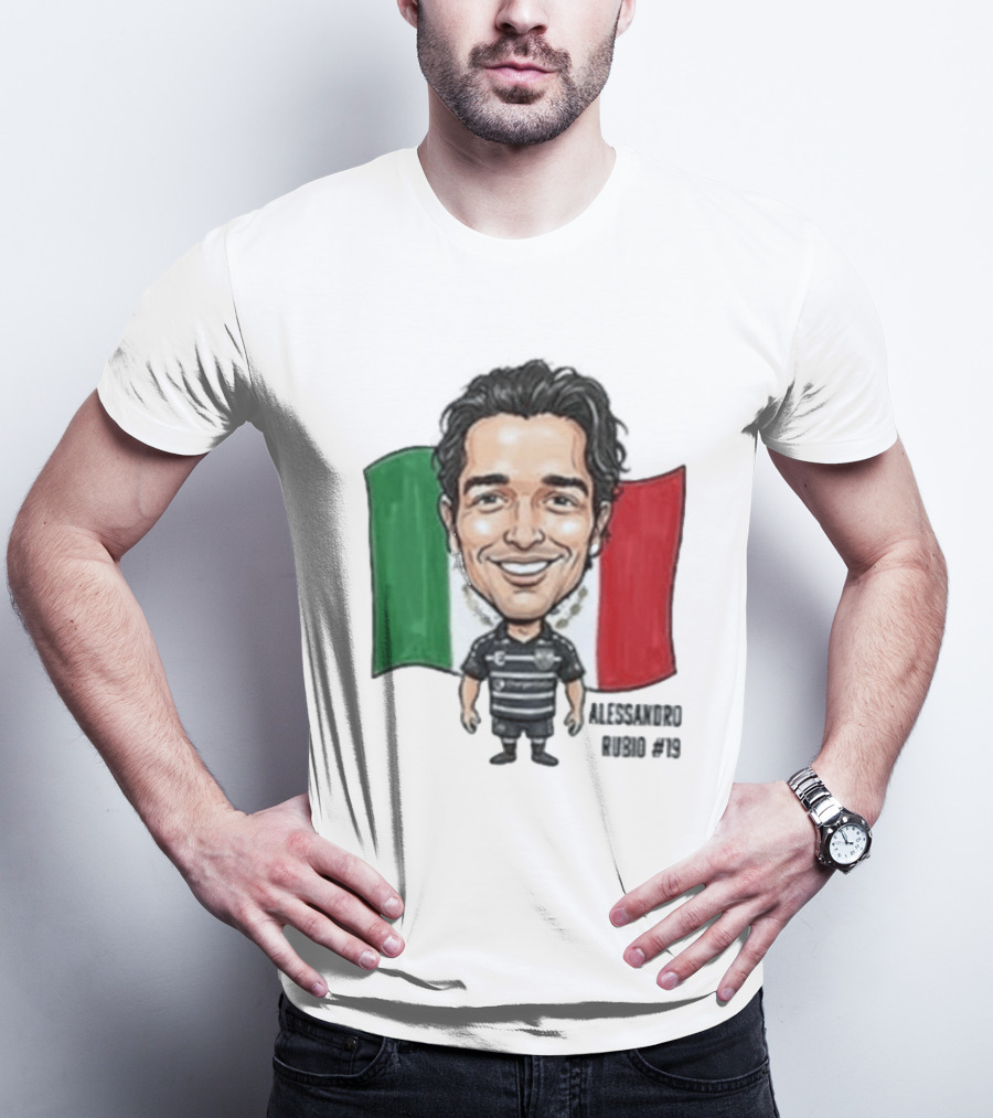 Alessandro Rubio No 19 Caricature Mexico Flag Football Jersey T-Shirt