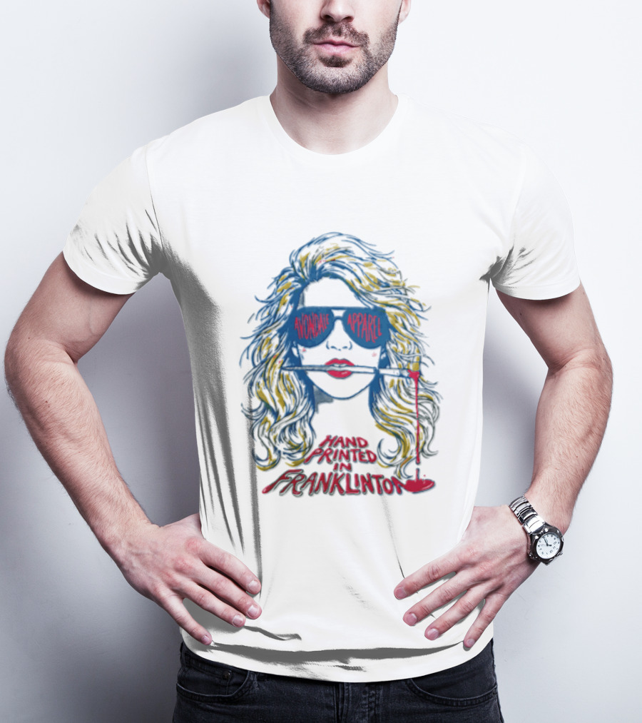 Avondale Apparel Hand Printed In Franklinton Woman Sunglasses Paintbrush T-Shirt