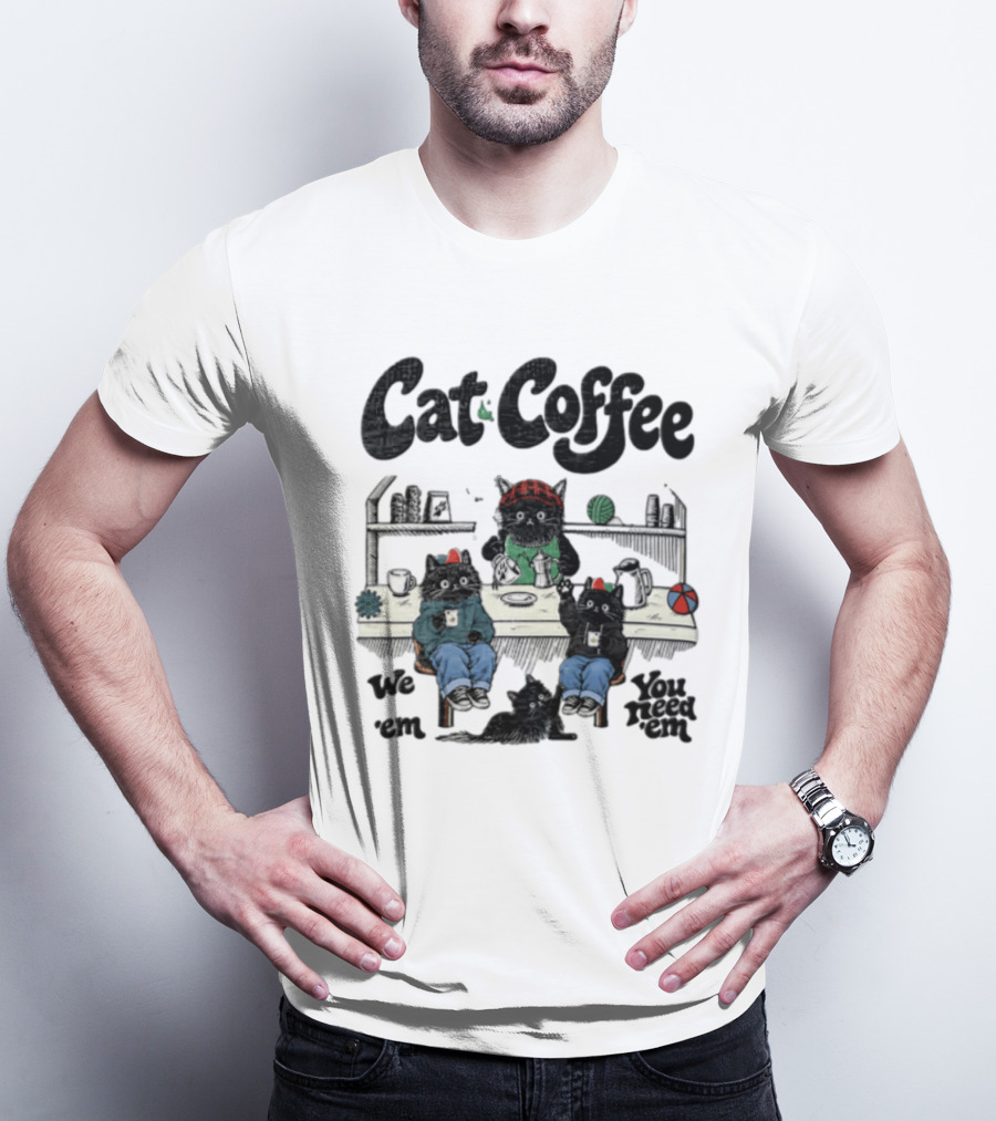 Cat Coffee Brew Them Need Three Black Cats T-Shirt