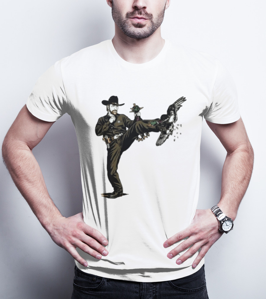 Chuck Norris Roundhouse Kick Duck Hunting Action T-Shirt