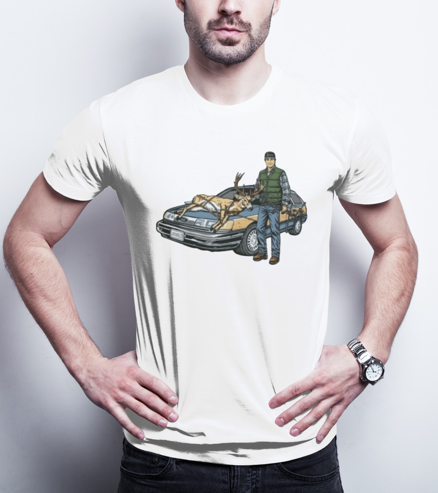 Clark Griswold Christmas Vacation With Deer On Car T-Shirt