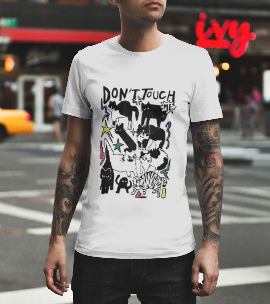 DON'T TOUCH ME Multiple Cats Stars Lightning T-Shirt