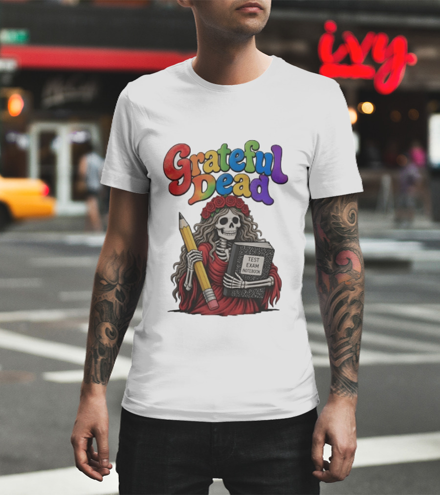 Grateful Dead Skeleton Test Exam Notebook With Pencil T-Shirt