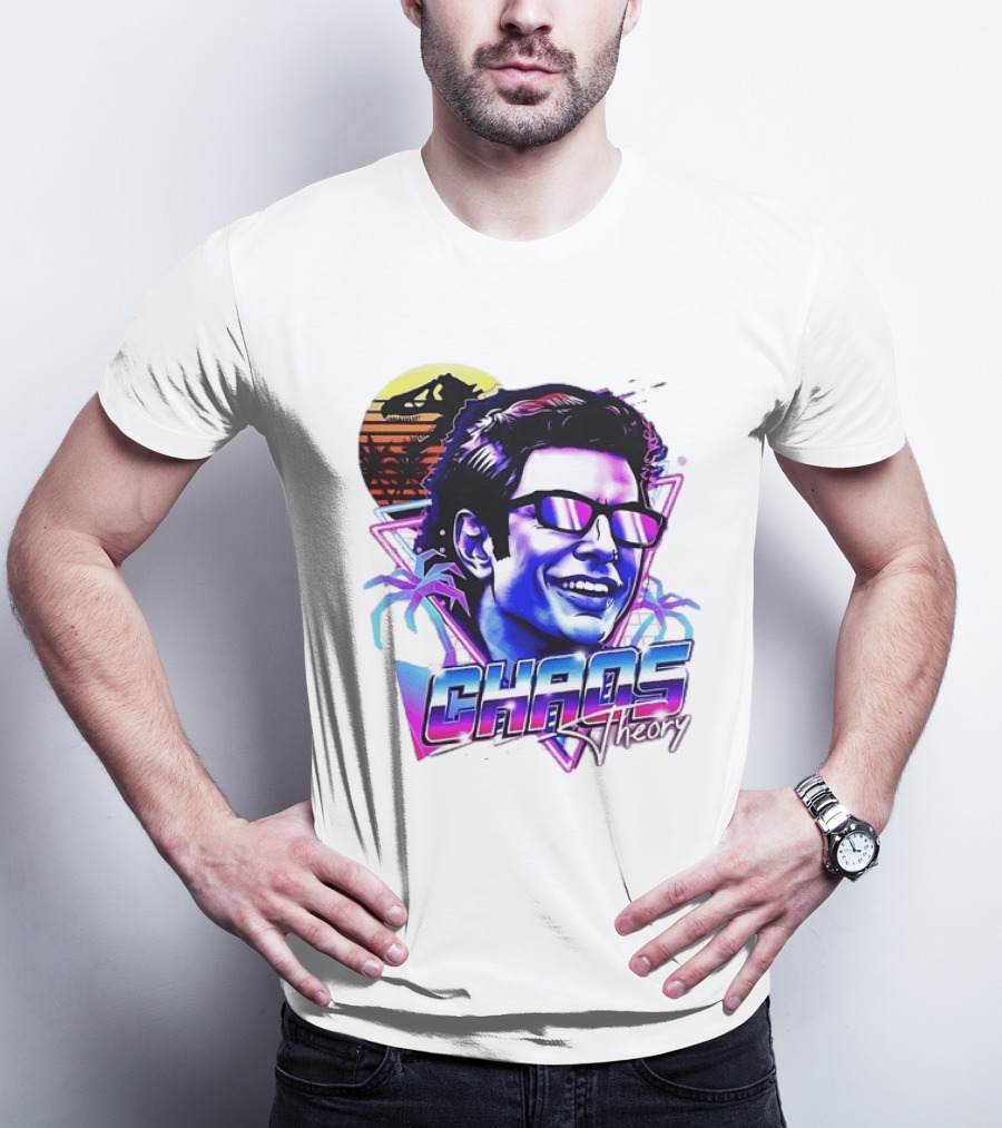 Jurassic Park Jeff Goldblum Chaos Theory Retro Neon T-Shirt