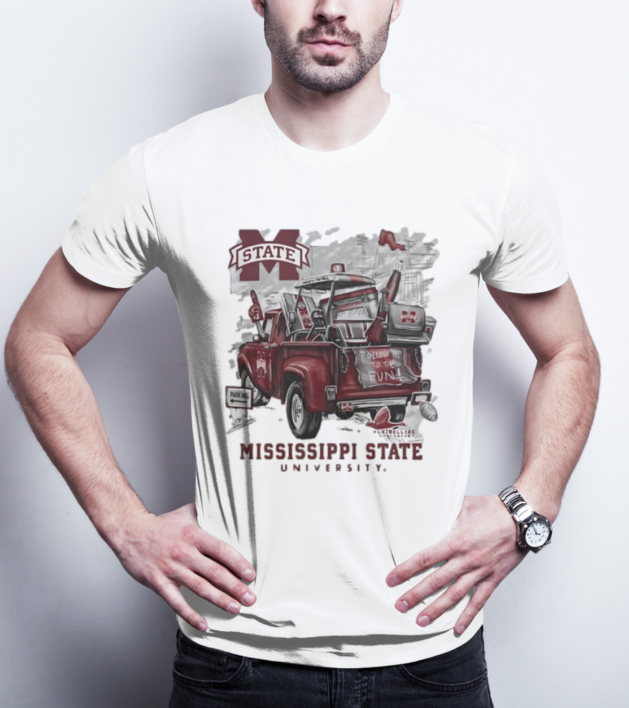 Mississippi State University Bulldogs Vintage Truck Follow Me To The Fun T-Shirt
