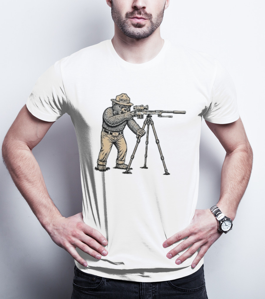 Smokey Bear Sniper Forest Ranger With Rifle T-Shirt