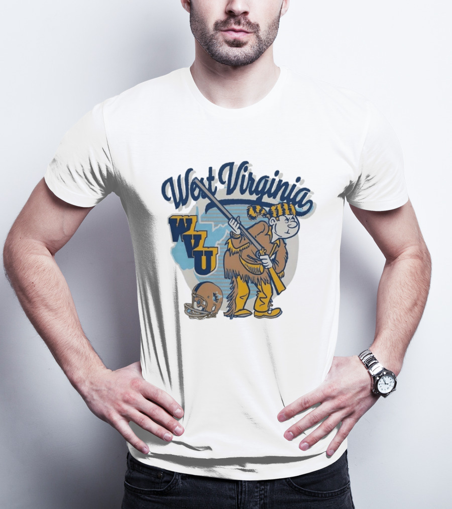 West Virginia Mountaineers WVU Mascot With Rifle And Helmet T-Shirt