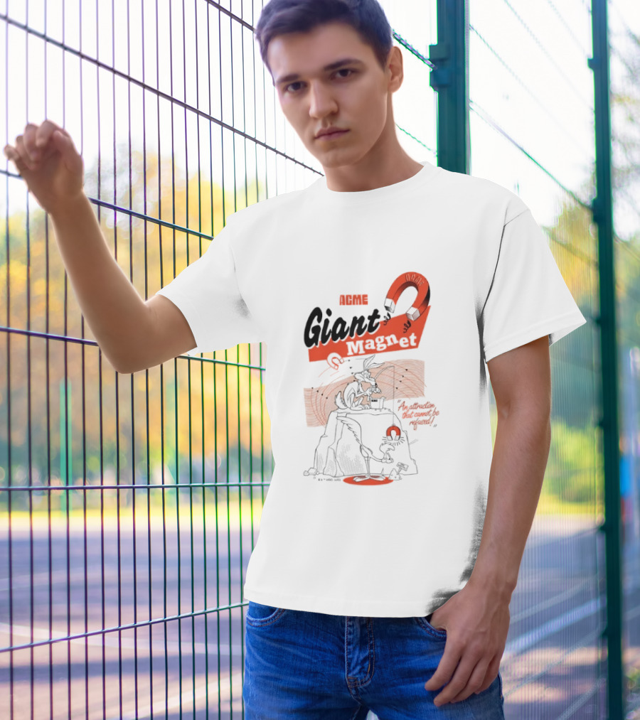 ACME Giant Magnet Wile E Coyote Road Runner Stimulation Speed T-Shirt