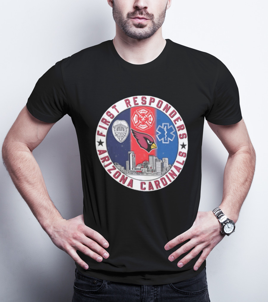 Arizona Cardinals First Responders Police Fire Medical Emblems Skyline T-Shirt