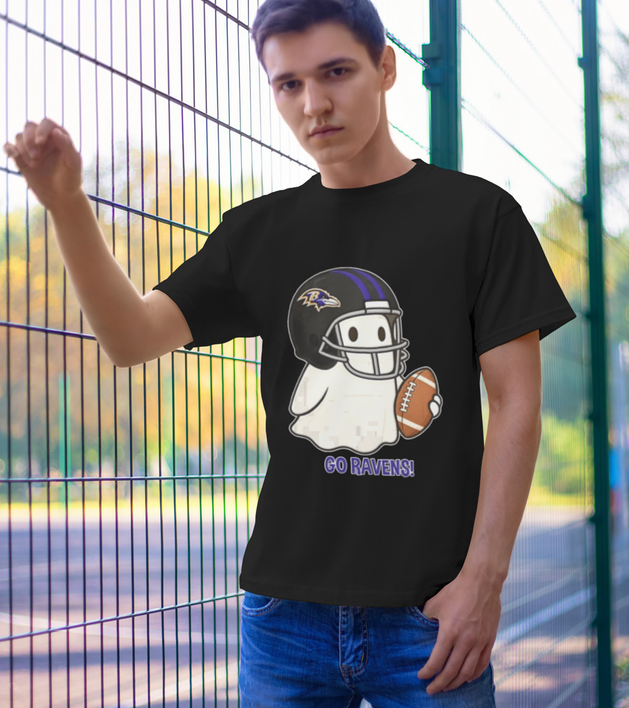 Baltimore Ravens Ghost In Football Helmet Go Ravens Football T-Shirt