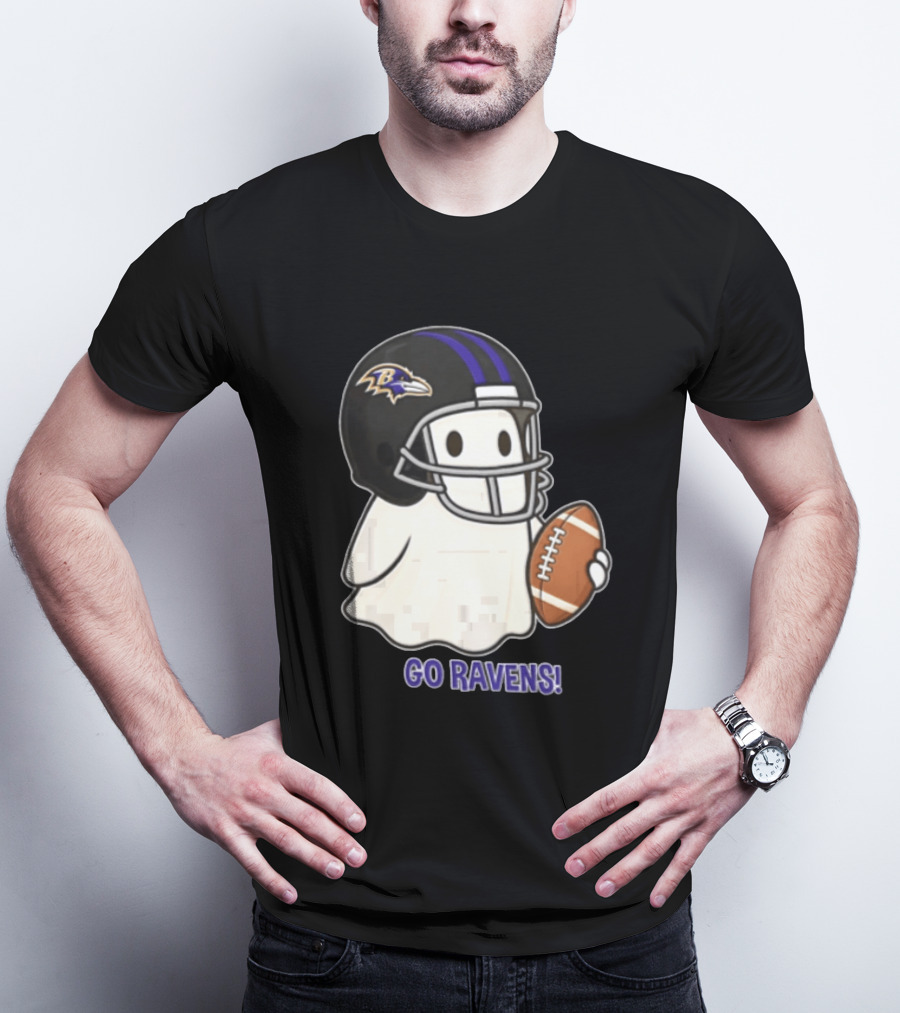 Baltimore Ravens Ghost In Football Helmet Go Ravens Football T-Shirt