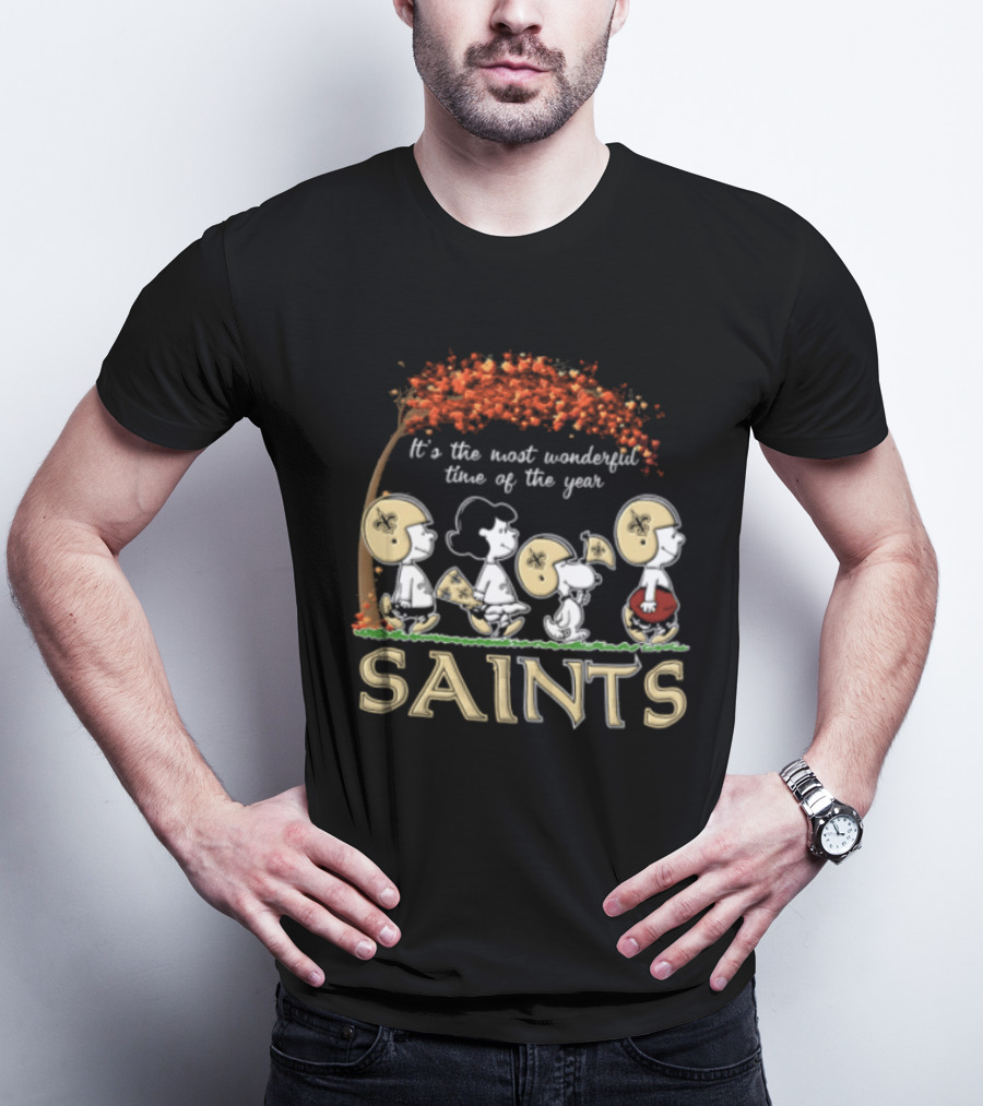 New Orleans Saints Charlie Brown Snoopy It's The Most Wonderful Time Of The Year T-Shirt