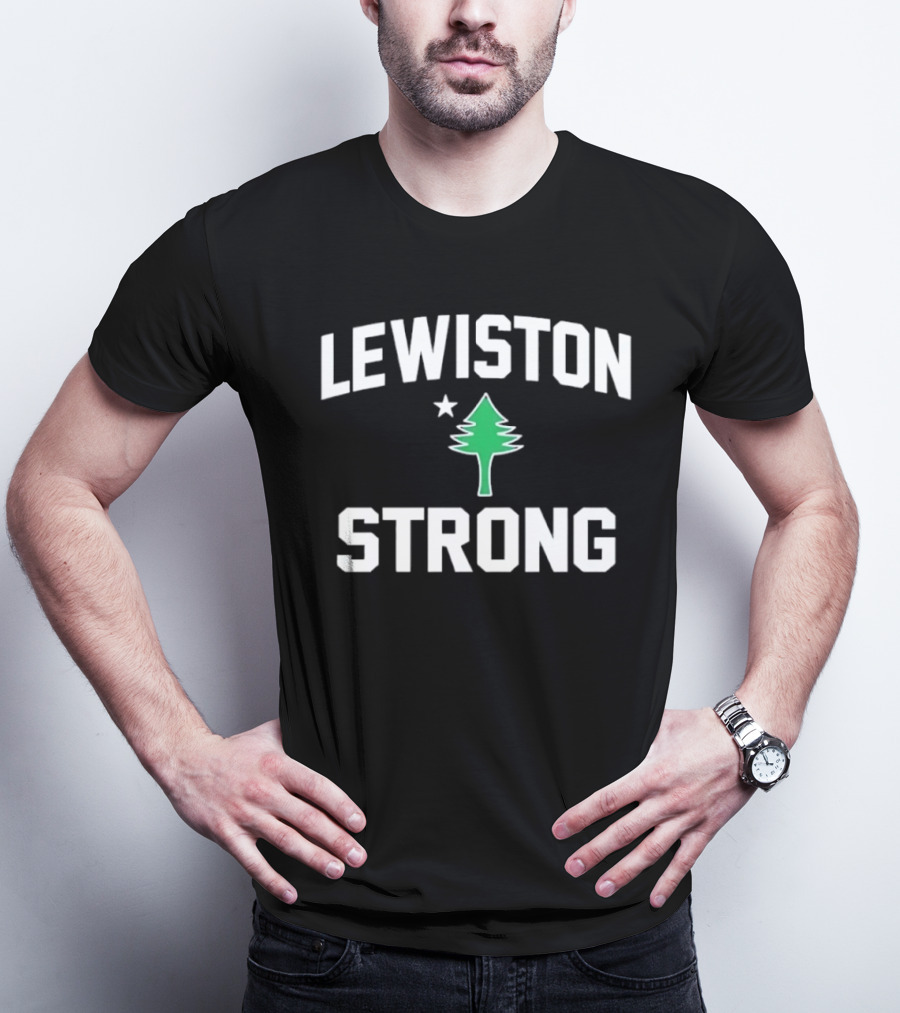 Lewiston Strong Maine Pine Tree Symbol Unity T-Shirt