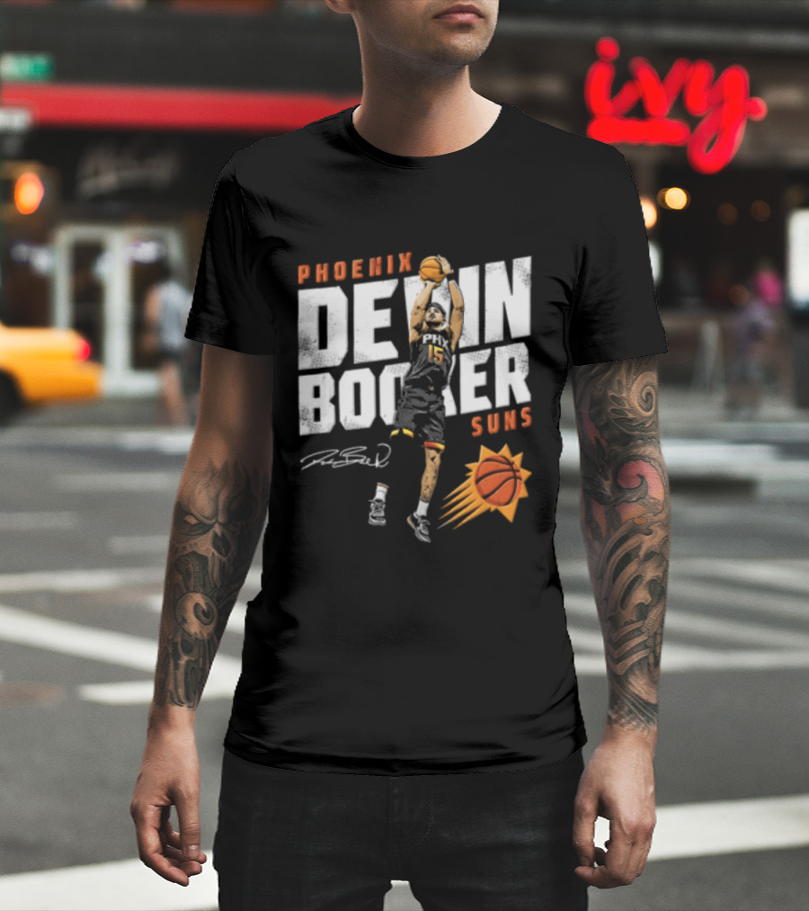 Phoenix Suns Devin Booker Jump Shot NBA Basketball T-Shirt