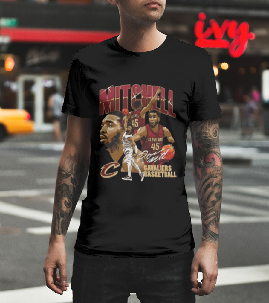 Donovan Mitchell Cleveland Cavaliers Basketball 45 Player Action Poses T-Shirt