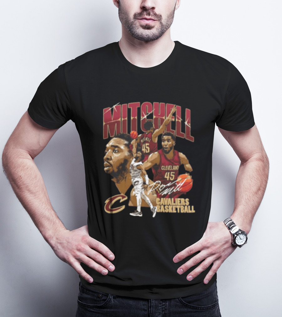 Donovan Mitchell Cleveland Cavaliers Basketball 45 Player Action Poses T-Shirt
