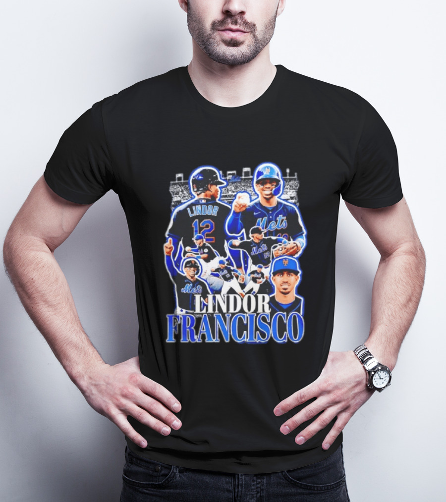 Francisco Lindor Mets 12 MLB Baseball Player Collage T-Shirt
