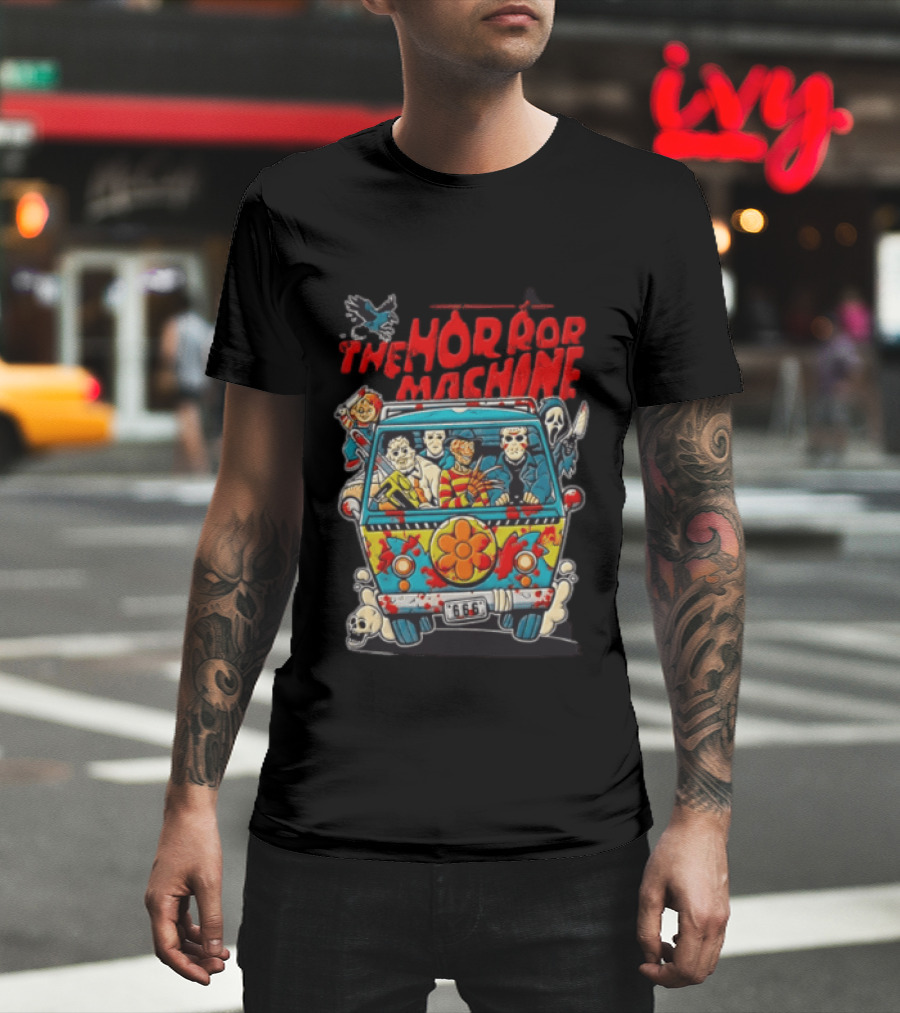 The Horror Machine Halloween Movie Icons Spooky Van Adventure T-Shirt