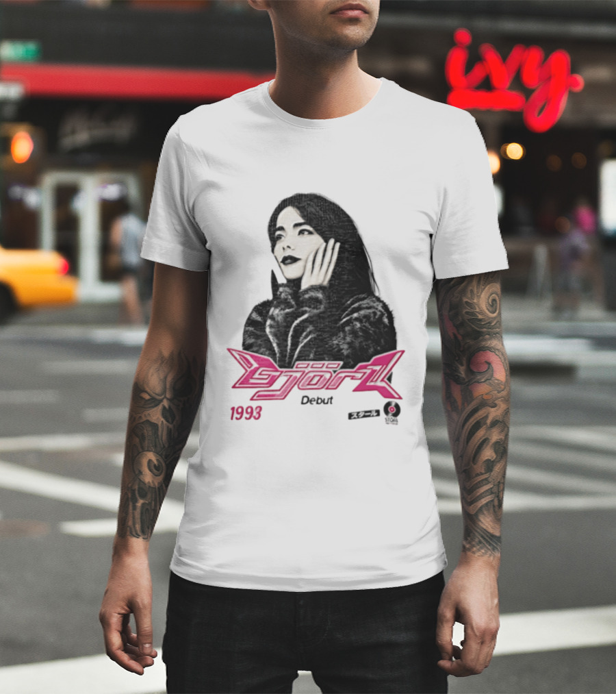 Bjork Debut 1993 Woman Hands On Face Pink T-Shirt