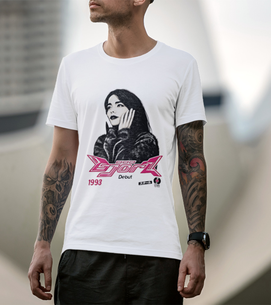 Bjork Debut 1993 Woman Hands On Face Pink T-Shirt