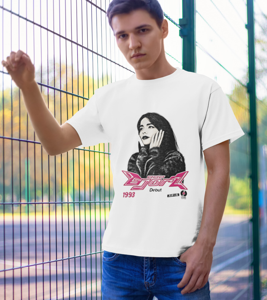 Bjork Debut 1993 Woman Hands On Face Pink T-Shirt