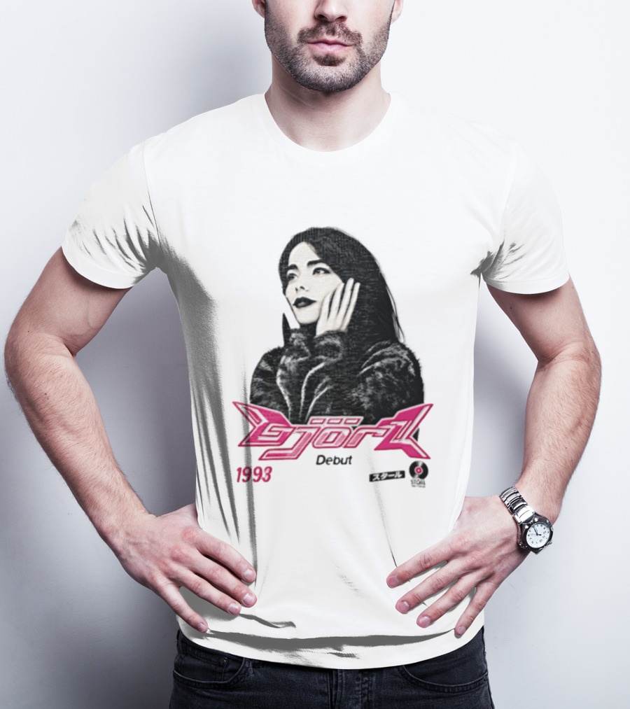 Bjork Debut 1993 Woman Hands On Face Pink T-Shirt