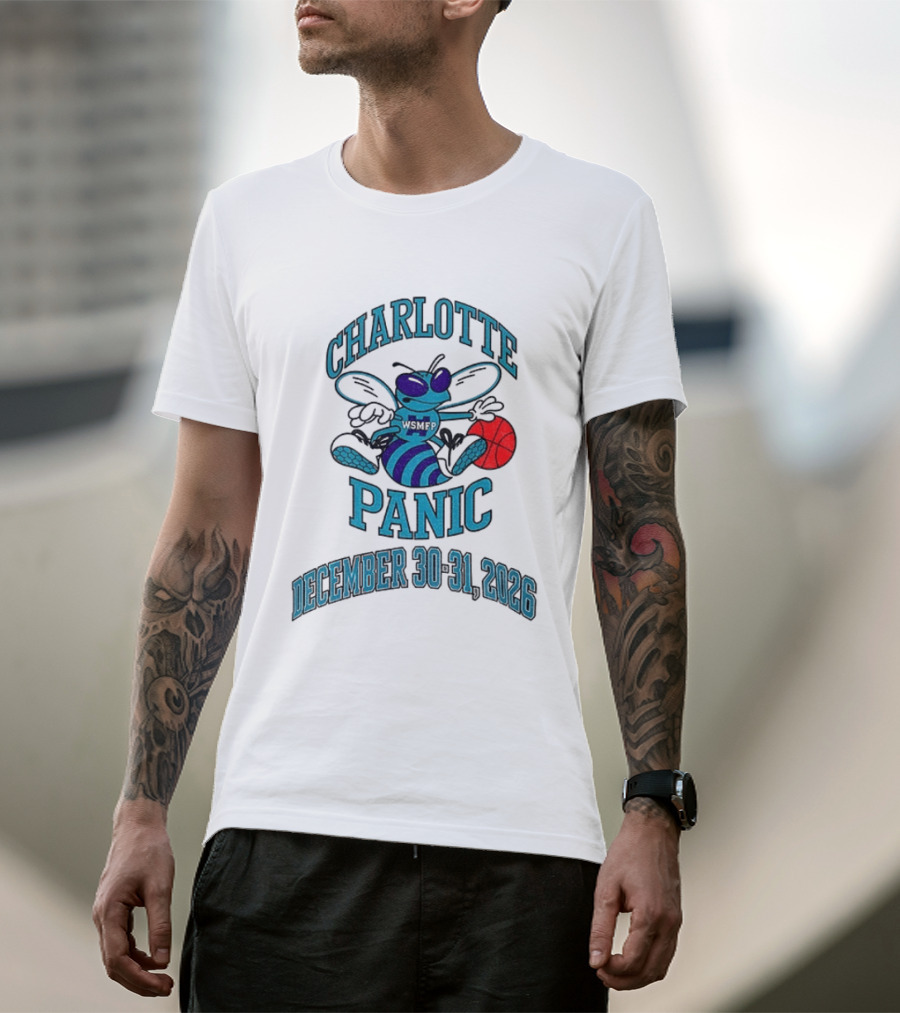 Charlotte Panic December 30 31 2026 Hornet Dribbling Basketball Cartoon T-Shirt