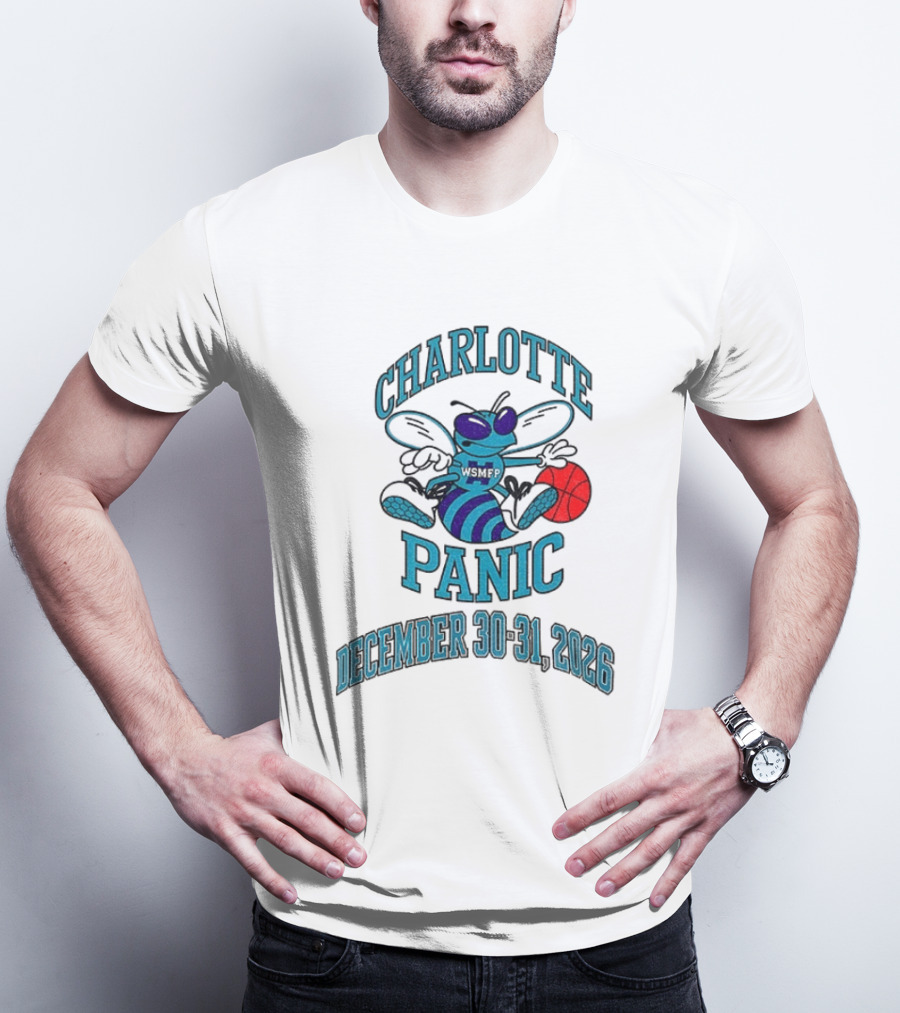 Charlotte Panic December 30 31 2026 Hornet Dribbling Basketball Cartoon T-Shirt
