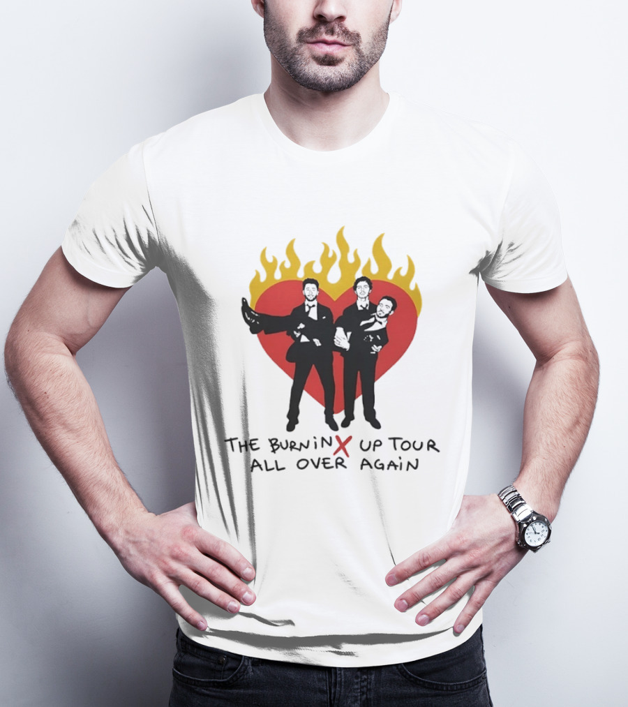 Jonas Brothers Burnin Up Tour All Over Again Fiery Heart Trio T-Shirt