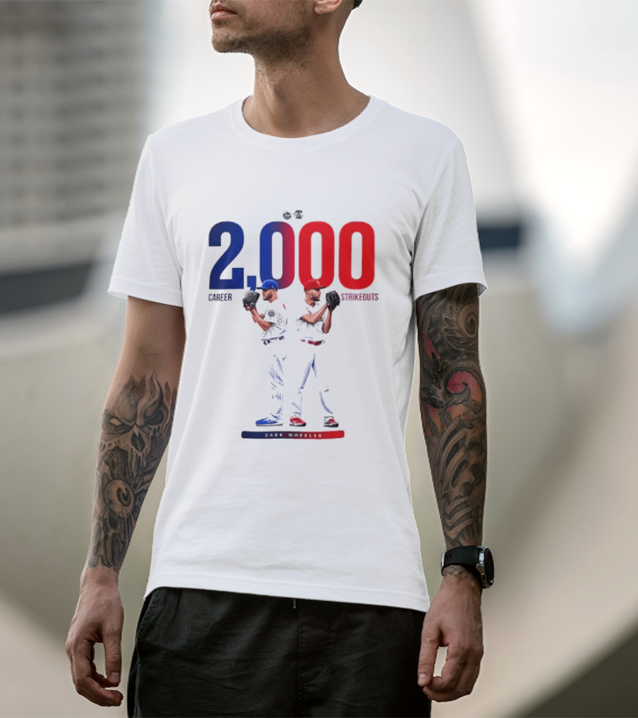 Zack Wheeler 2000 Career Strikeouts NY Mets Philadelphia Phillies T-Shirt