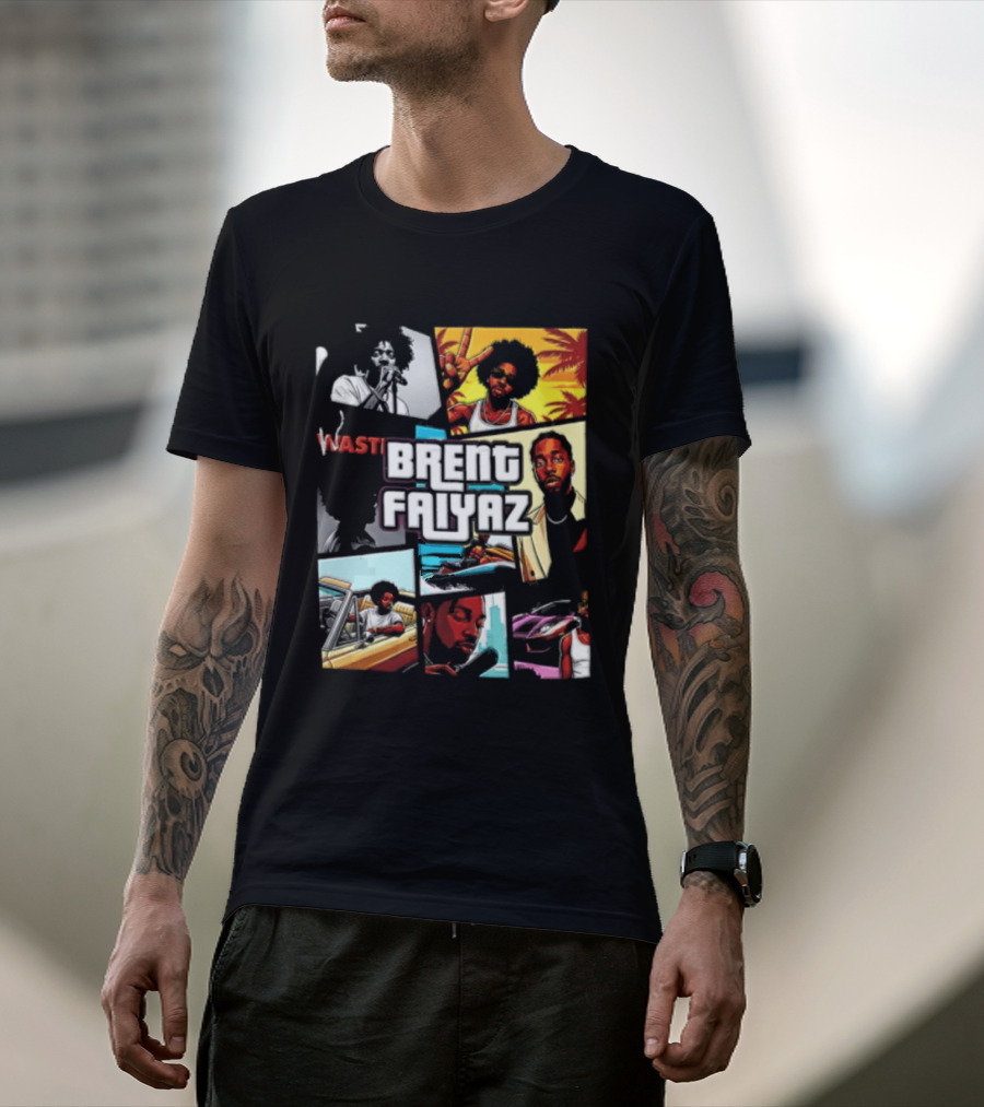 Brent Faiyaz Wasteland Multiple Panels Singer Lifestyle Retro Beach Vibe T-Shirt