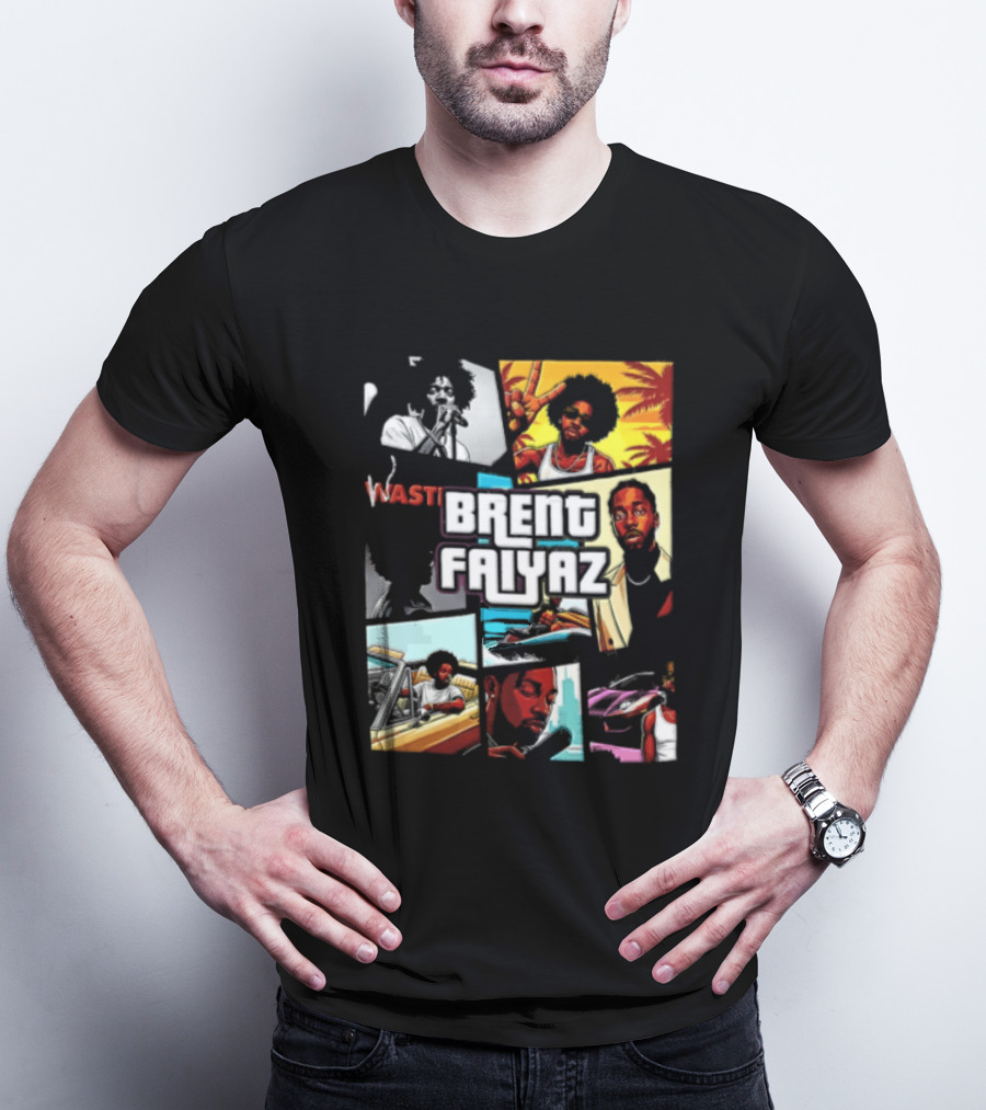 Brent Faiyaz Wasteland Multiple Panels Singer Lifestyle Retro Beach Vibe T-Shirt