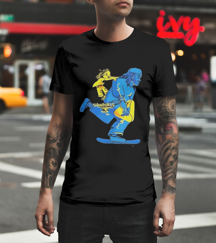 Shonduras Skateboard Skater Yellow Blue T-Shirt