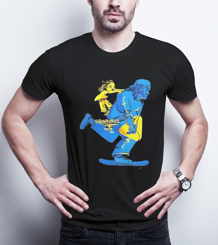 Shonduras Skateboard Skater Yellow Blue T-Shirt