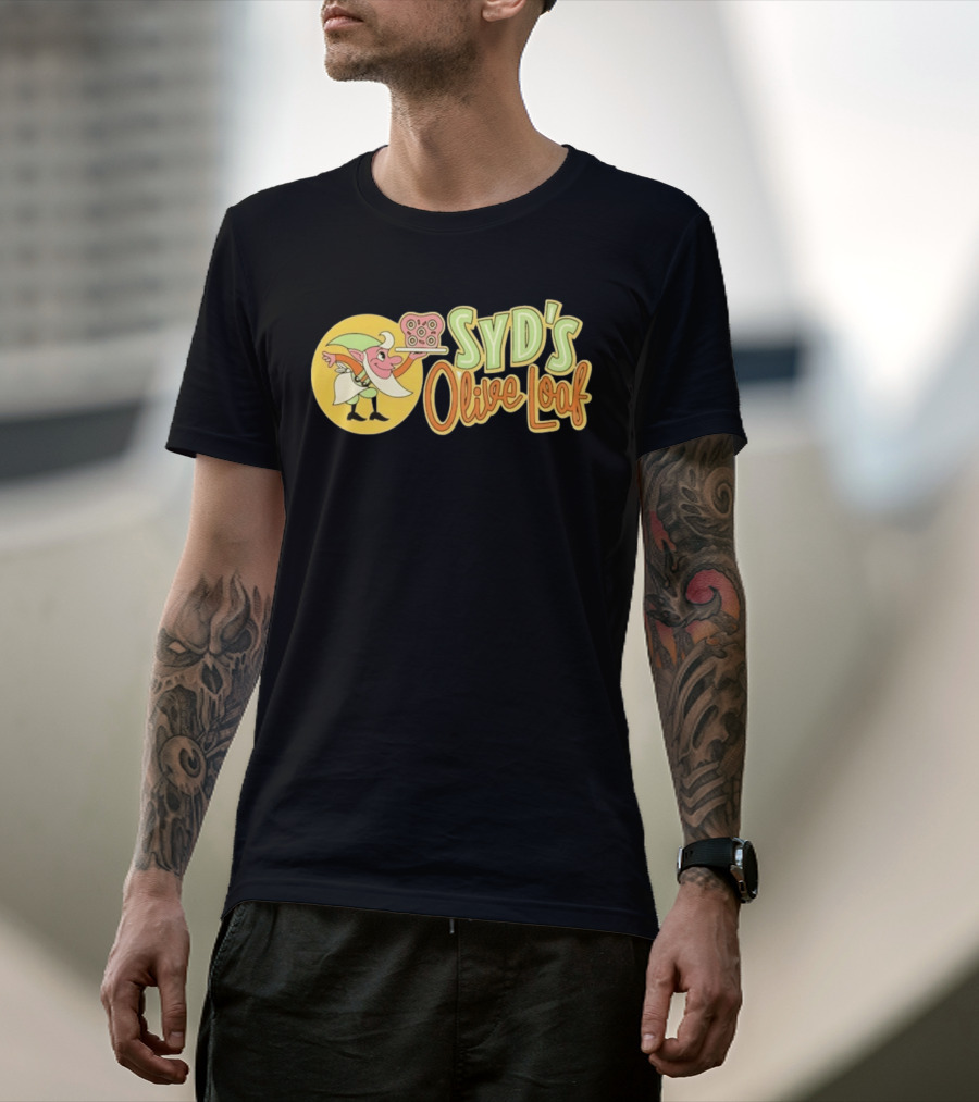 Syd's Olive Loaf Elf Holding Sandwich T-Shirt