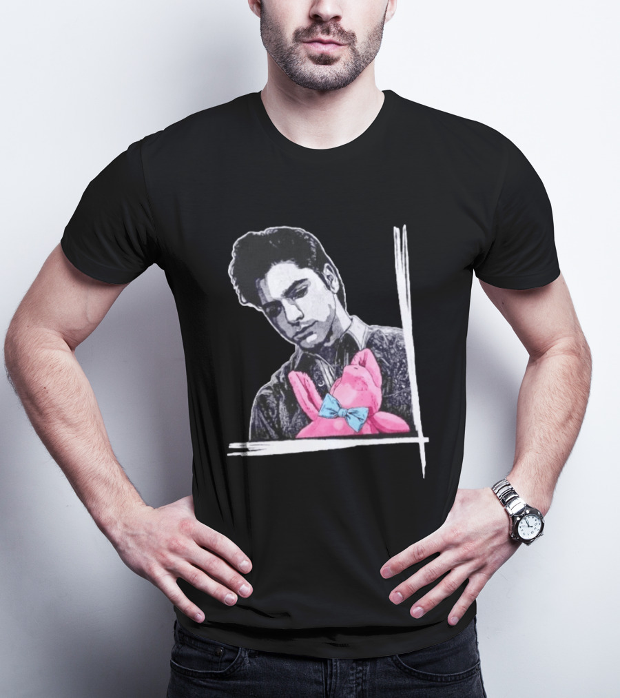 John Stamos Uncle Jesse Pink Bunny With Blue Bow Tie T-Shirt